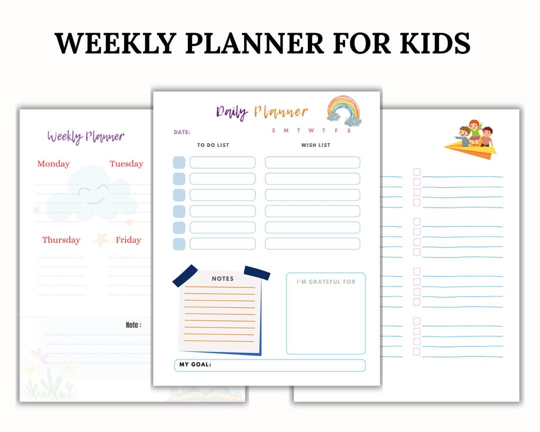 Weekly Planner Printable, Weekly Schedule for Kids, Family to Do List ...