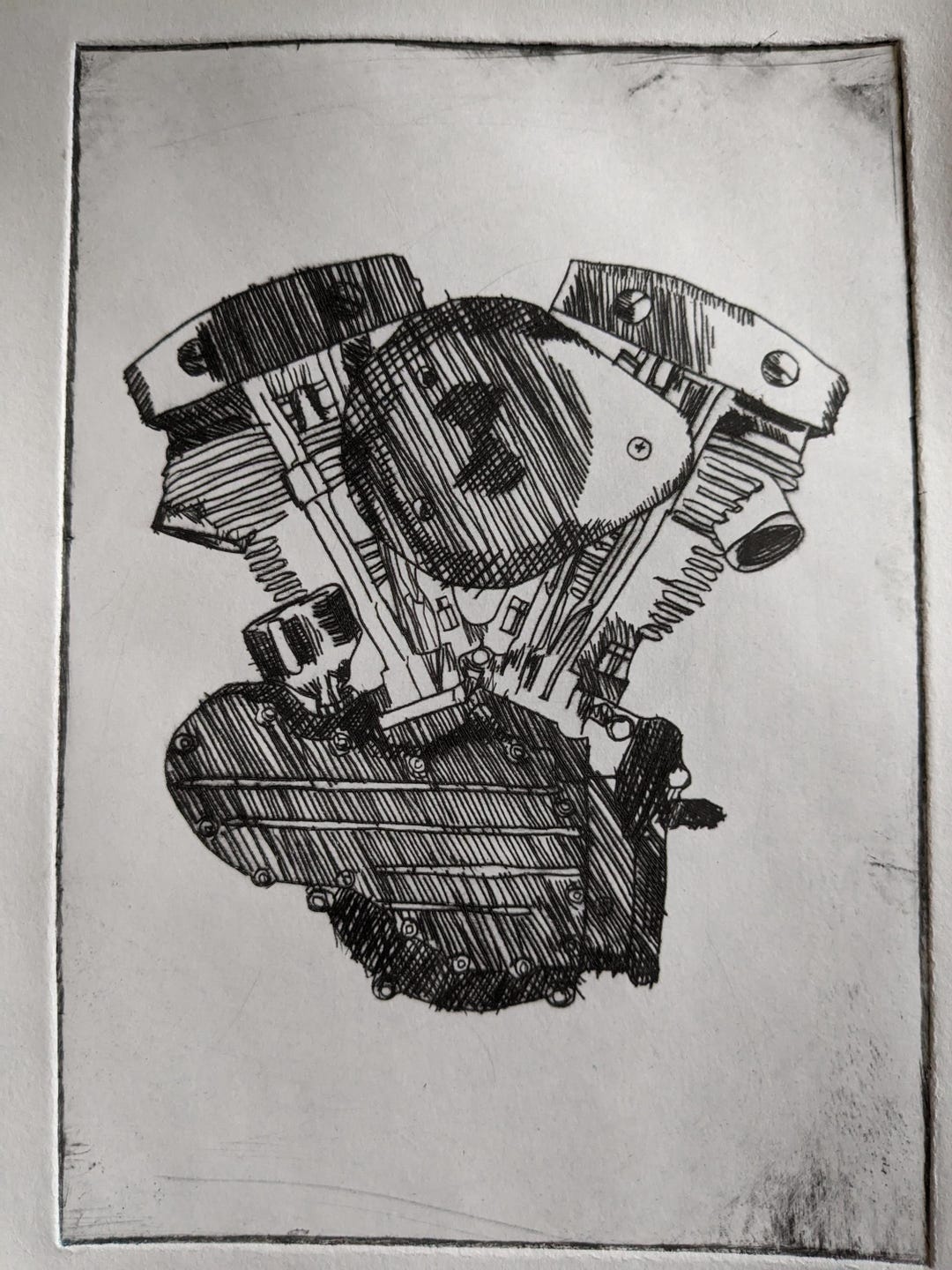 Engine Print: Hand-drawn Mechanical Art - Etsy