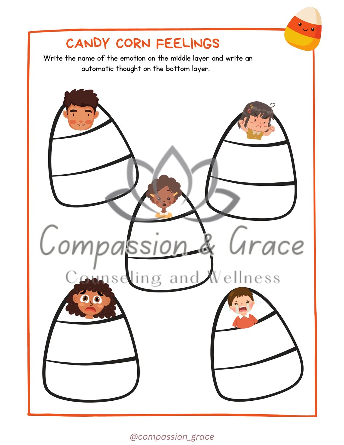 Candy Corn Emotion Worksheet for Children and Adolescents - Etsy