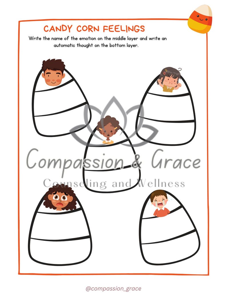 Candy Corn Emotion Worksheet for Children and Adolescents - Etsy