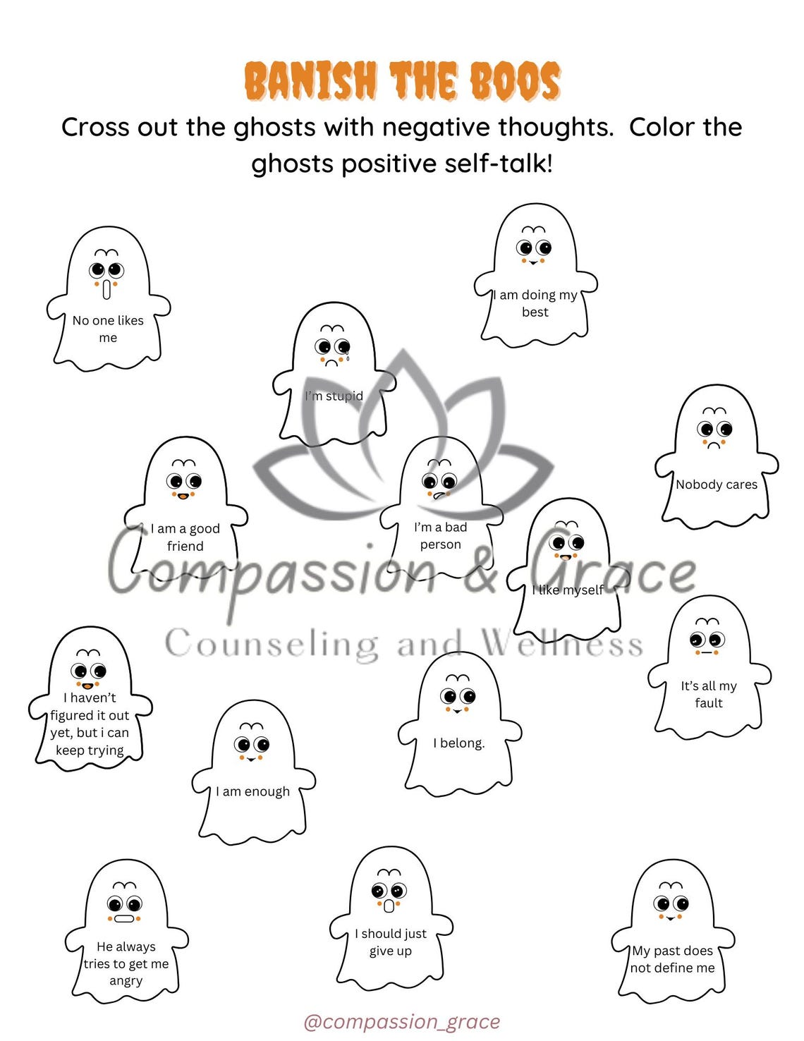 Self-talk Worksheet for Children and Adolescents - Etsy
