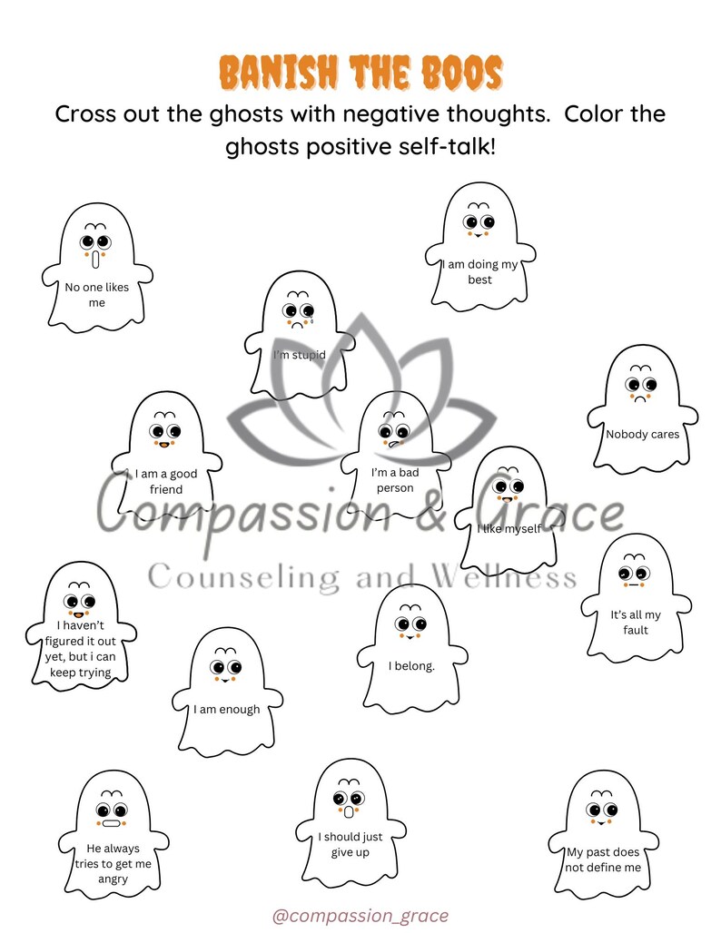 Self-talk Worksheet for Children and Adolescents - Etsy