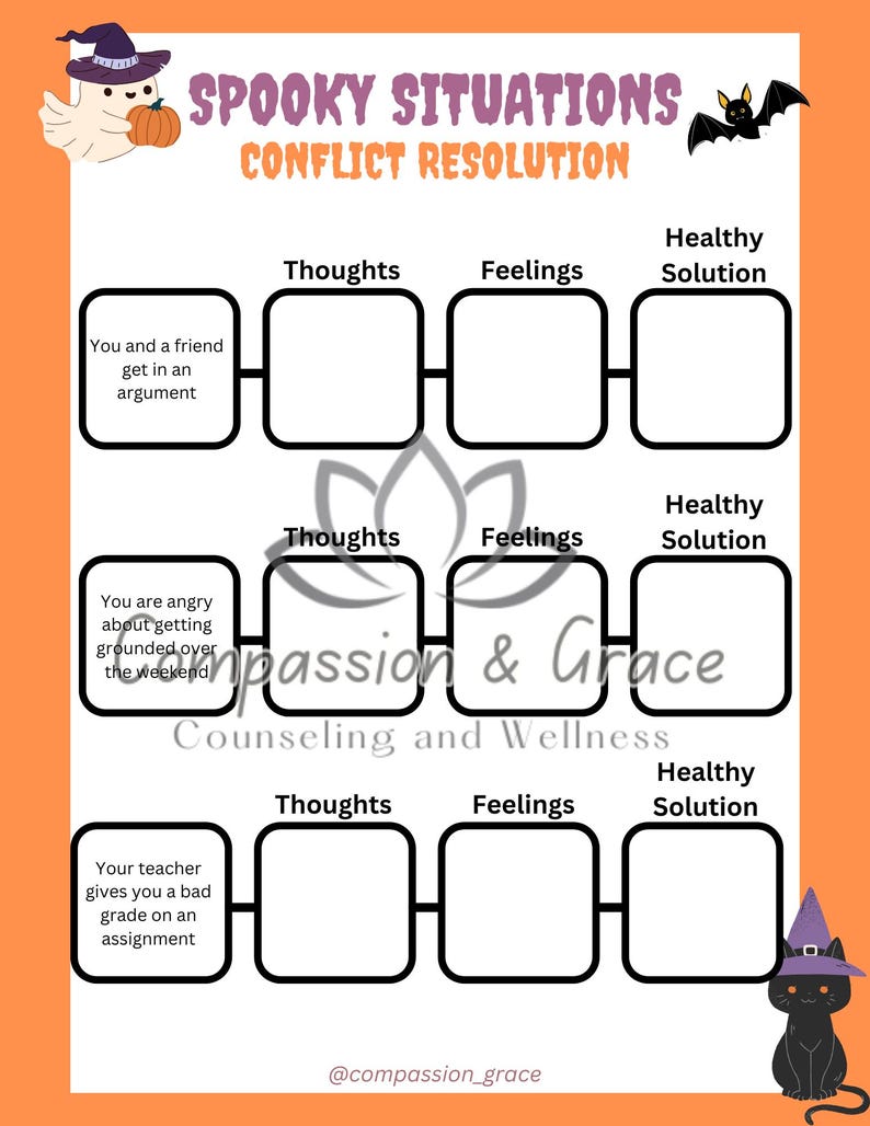 Conflict Resolution Worksheet for Children and Adolescents - Etsy