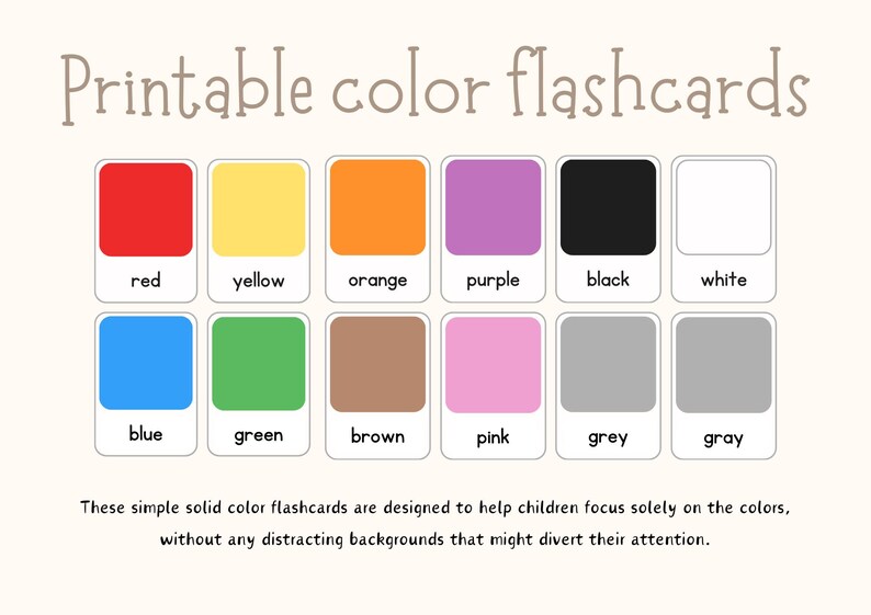 Printable Simple Color Flashcards - Etsy