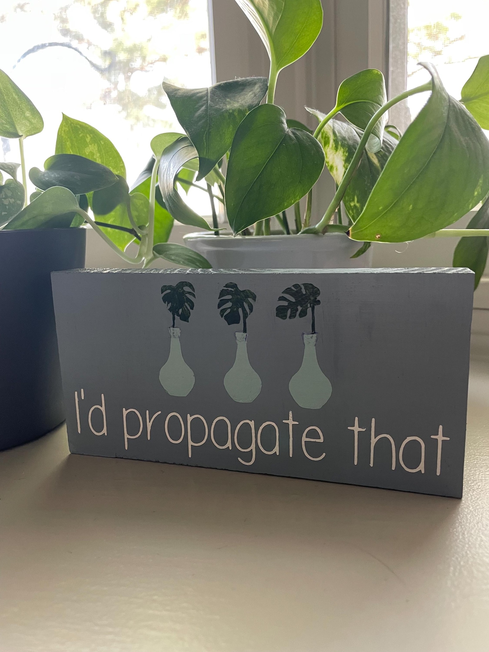Handcrafted Plant Pun Wood Block Sign: Funny Plant Decor - Etsy