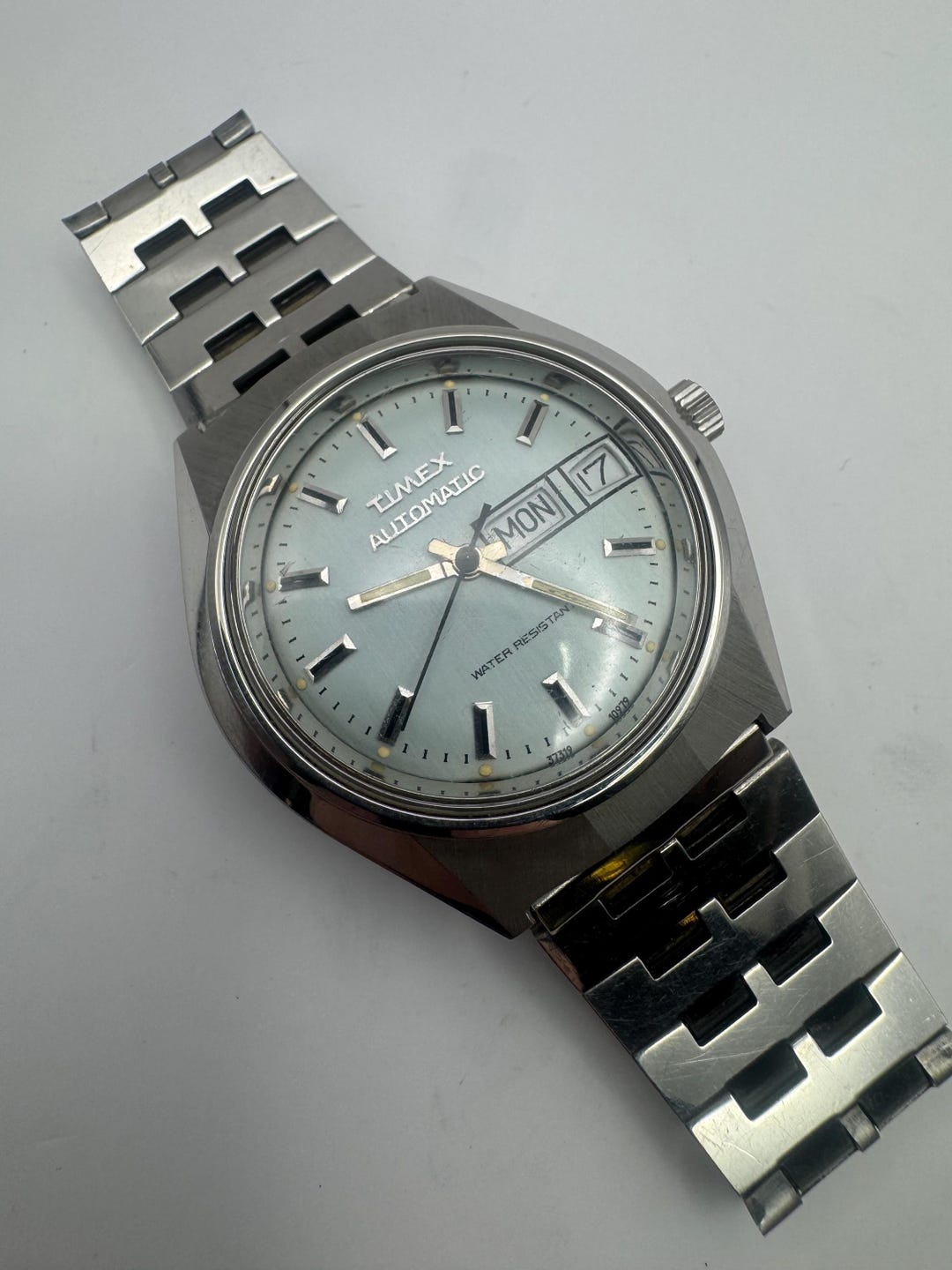 Timex Automatic Stainless Steel Baby Blue Face With Original Band and ...
