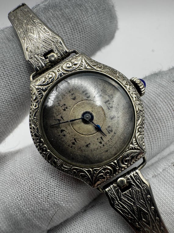 1920’s Vintage Driver’s Watch Art-Deco 14k White Gold… - Gem
