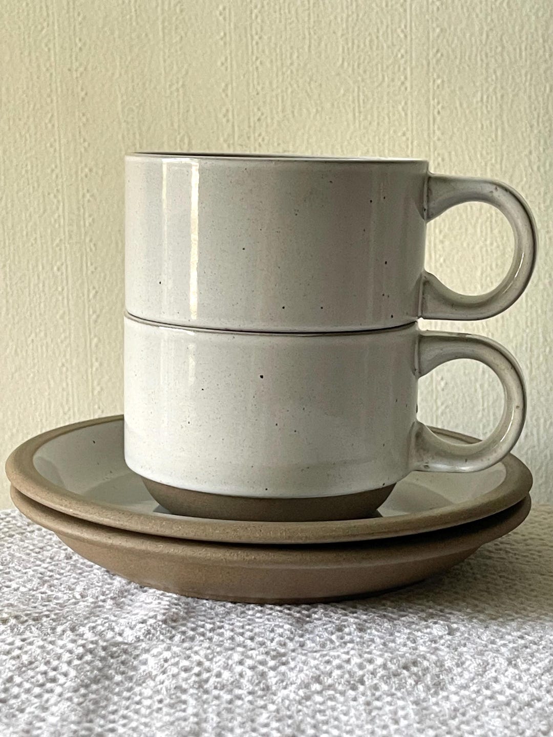 Vintage 2 Midwinter Natural Coffee Cups Saucers Tea Stoneware England ...