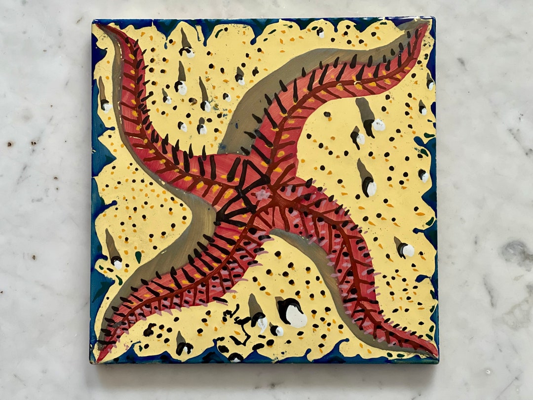 Vintage Original 1954 Salvador Dali Art Tile Red Star Fish Surrealism ...