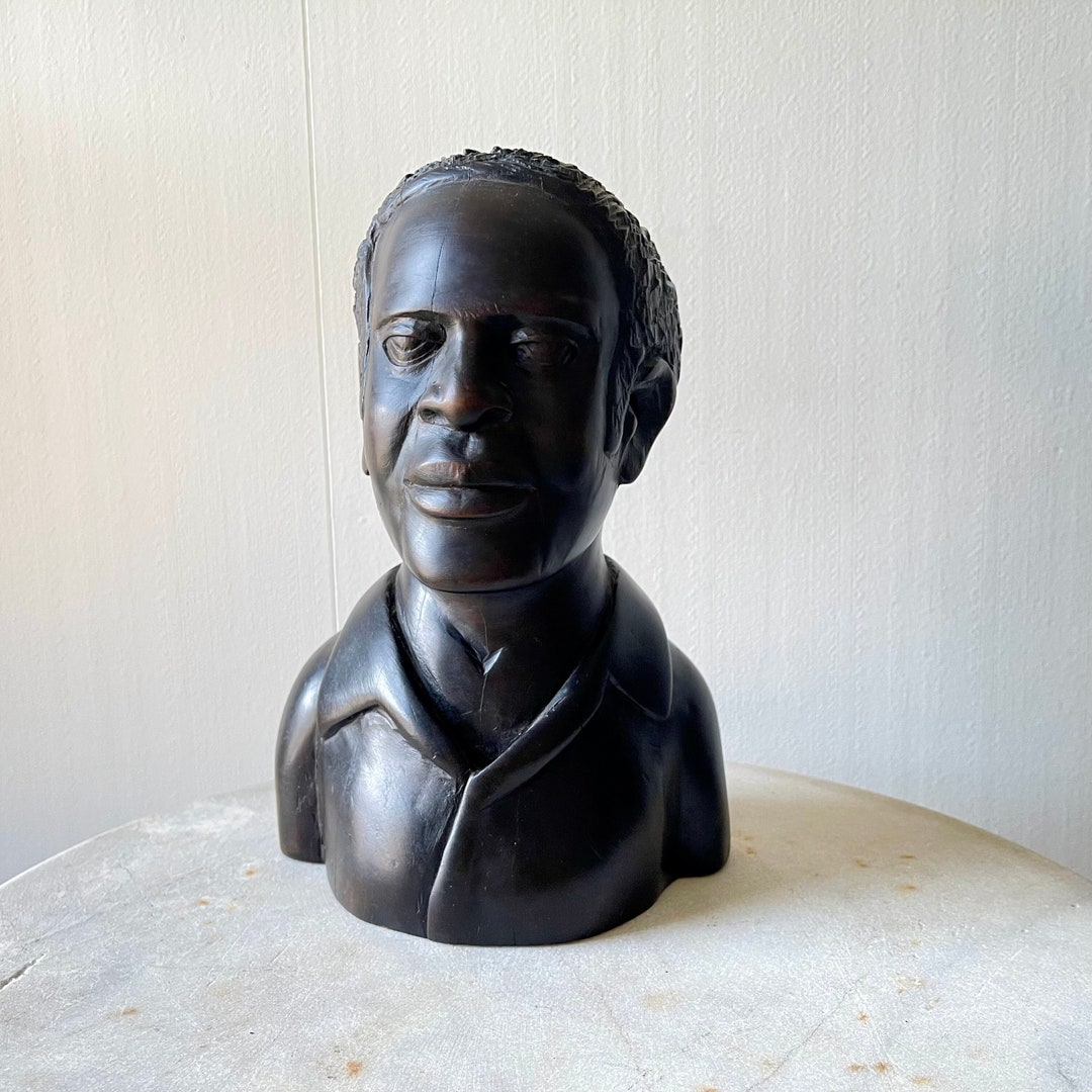 Vintage Hand Carved Ebony Bust of Young Man Sculpture Head - Etsy