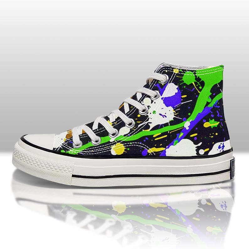 Hand-painted Custom Converse High Tops: Stitch Design Street Art Hand ...