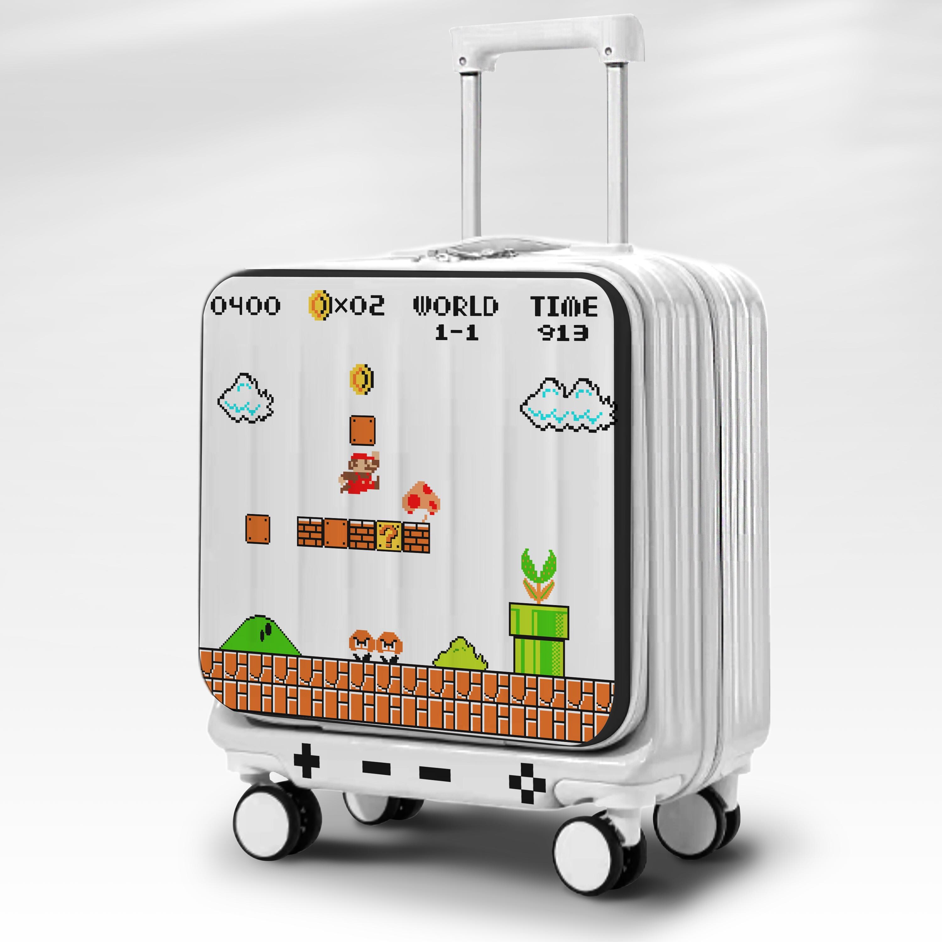 Cabin Suitcase Custom Hand Painted Luggage MARIO Themed Art Traveler ...