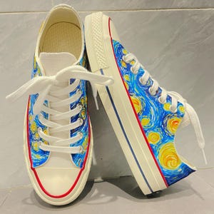 Custom Converse Sneaker-van Gogh Starry Night Theme,hand Painted Art ...