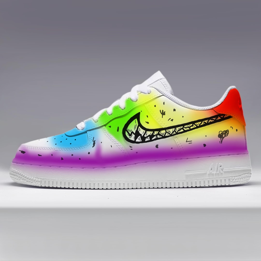 Custom AF1 Sneakers: Joker Colors Air Force 1,hand-painted Gradient ...