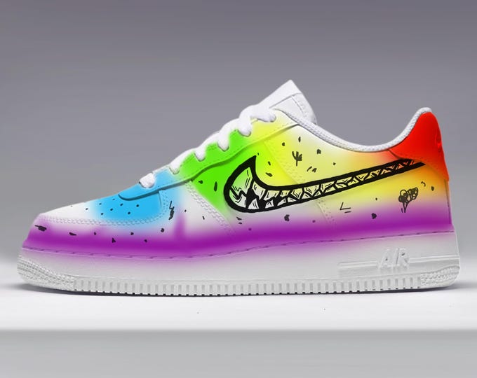 Custom AF1 Sneakers: Joker Colors Air Force 1,hand-painted Gradient ...