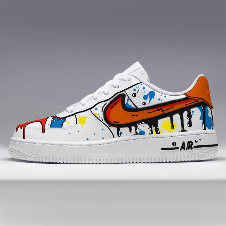 Custom Af1 Shoes/af1/custom Air Force 1 - Black Drip/cartoon Shoe ...