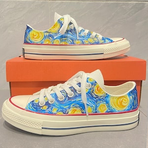 Custom Converse Sneaker-van Gogh Starry Night Theme,hand Painted Art ...
