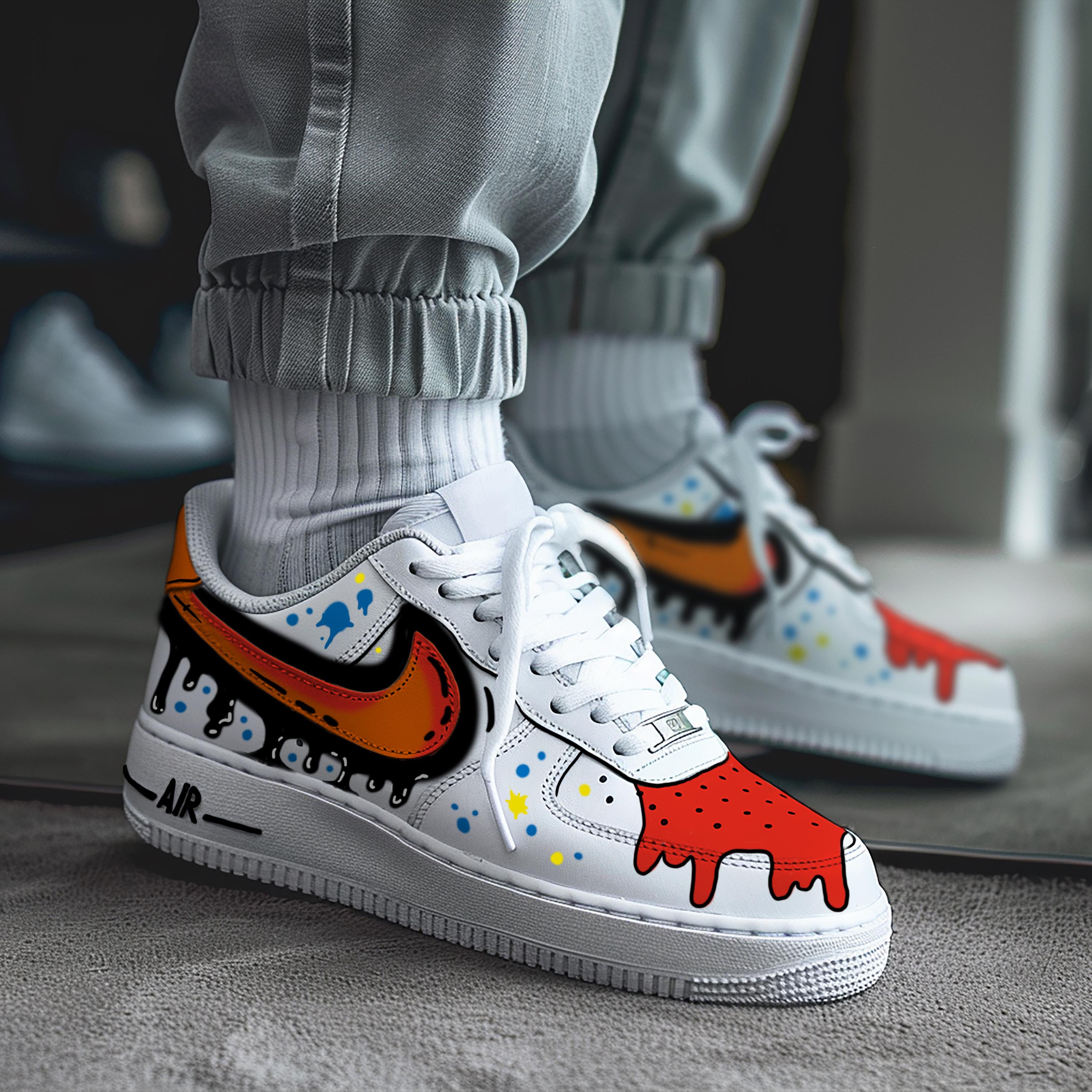 Custom Af1 Shoes - Black Drip Design,custom Air Force 1 Gift,hand ...