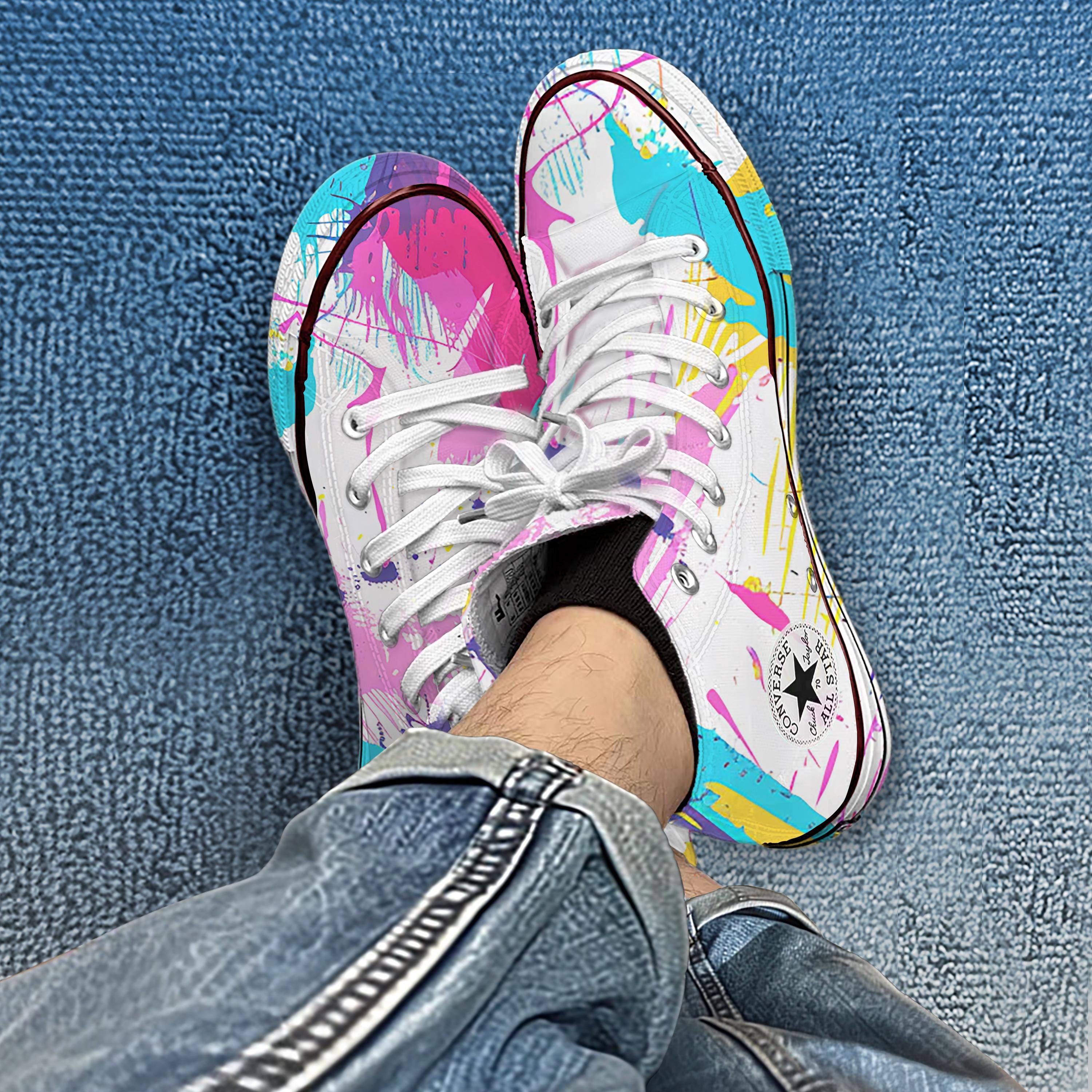 Hand-painted Custom Converse High Tops: Stitch Design Street Art Hand ...