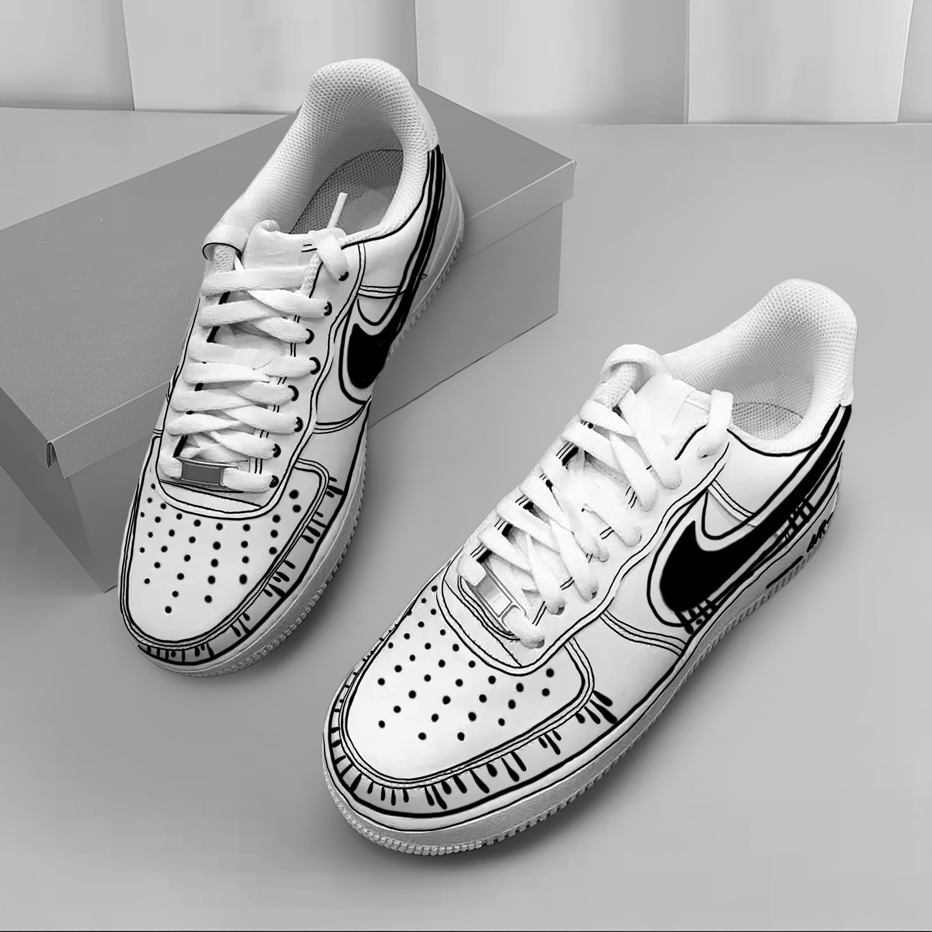 Custom Air Force 1 Sneakers-print Air Force 1s,cartoon Af1,hand Painted ...