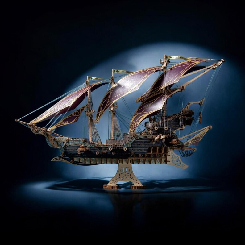 Handcrafted Future Pirate Ship Wooden 3D Puzzle Model CORSAIR Gehrman ...