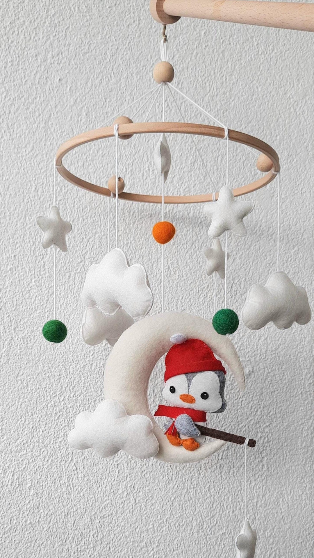 Penguin Baby Mobile: Moon, Stars & Clouds - Neutral Nursery Decor - Etsy