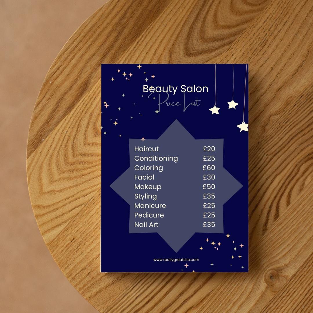 Starry Night Price List Template - Etsy