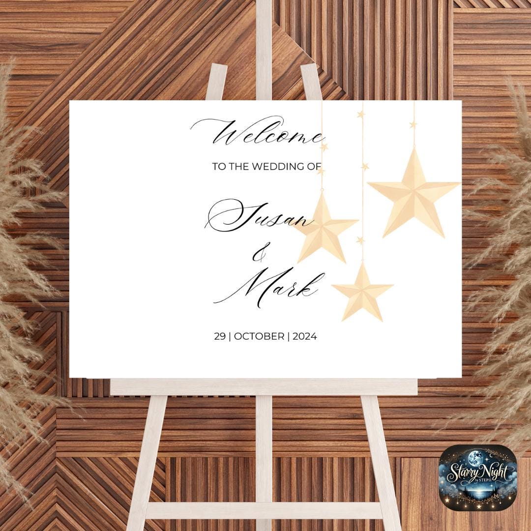Starry Night Wedding Welcome Sign Template - Etsy