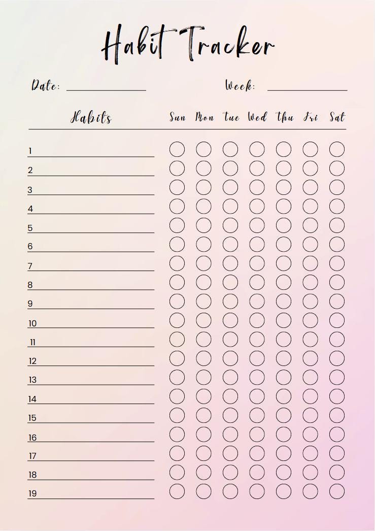 Habit Tracker PDF - Etsy
