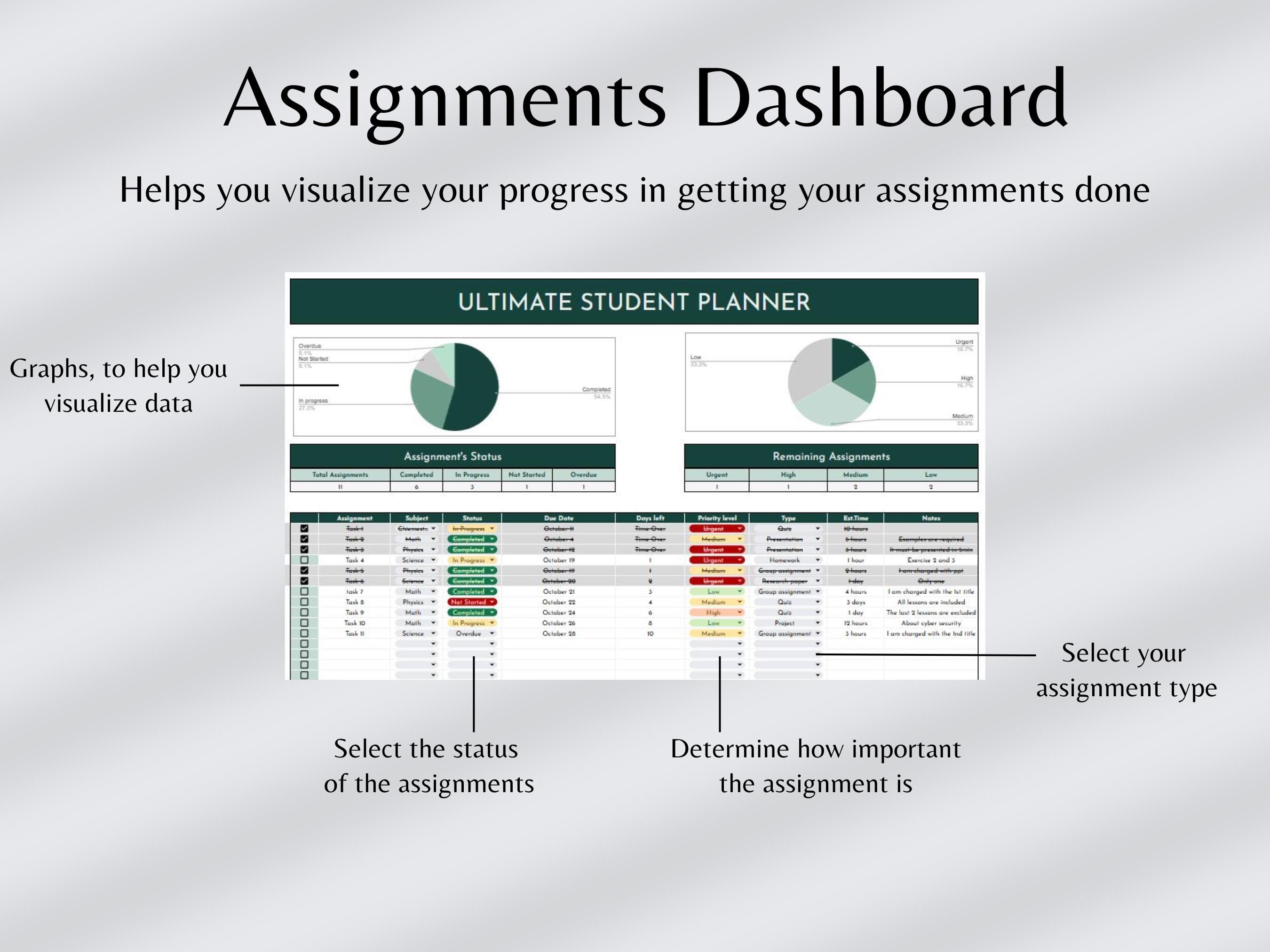 Online Study Planner, Course Schedule Planner, Google Sheets Assignment ...