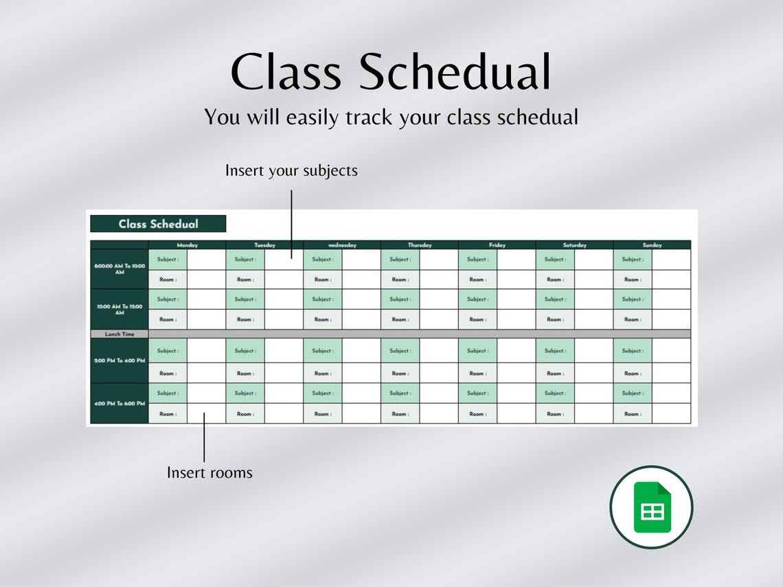 Online Study Planner, Course Schedule Planner, Google Sheets Assignment ...
