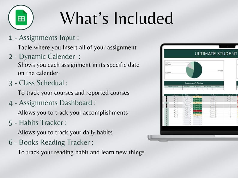 Online Study Planner, Course Schedule Planner, Google Sheets Assignment ...