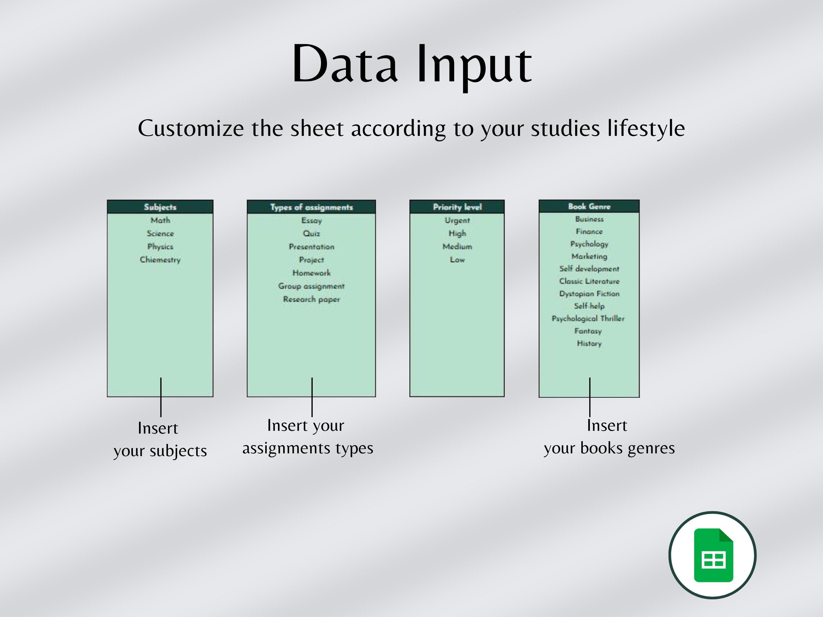 Online Study Planner, Course Schedule Planner, Google Sheets Assignment ...