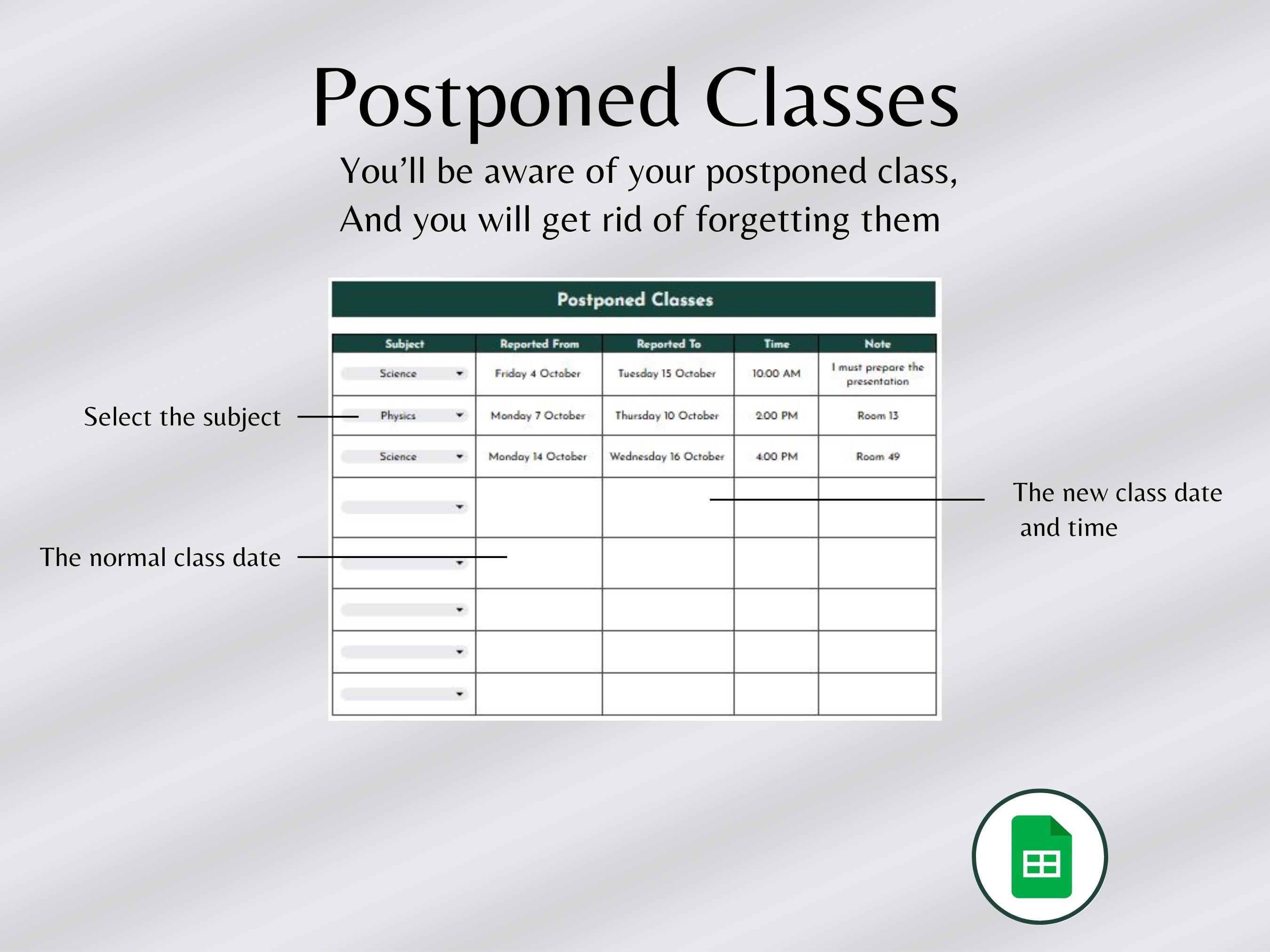 Online Study Planner, Course Schedule Planner, Google Sheets Assignment ...