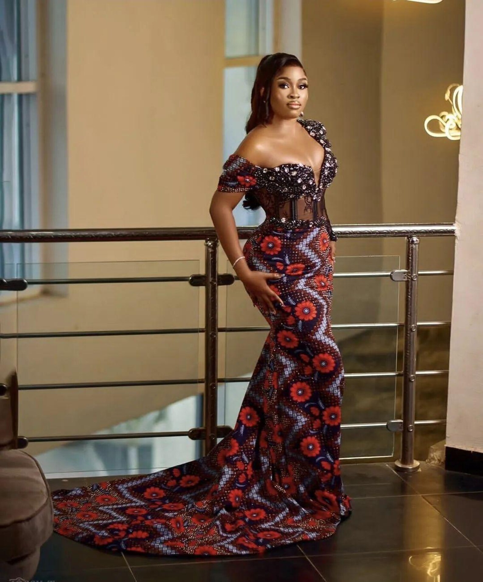 Corset Beaded Lace Ankara African Mermaid Dress, African Fishtail Dress ...