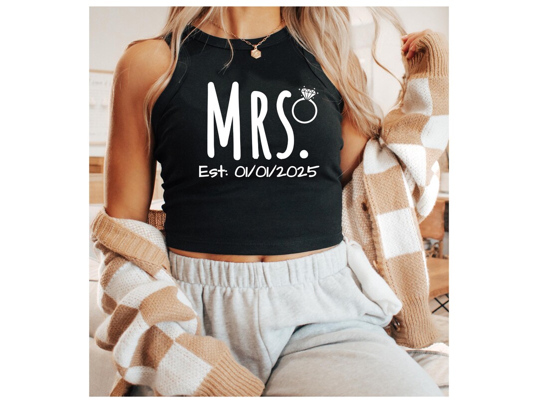 Custom Mrs. Crop Gift for New Wife Bride Tee Custom Wedding Date Tank ...