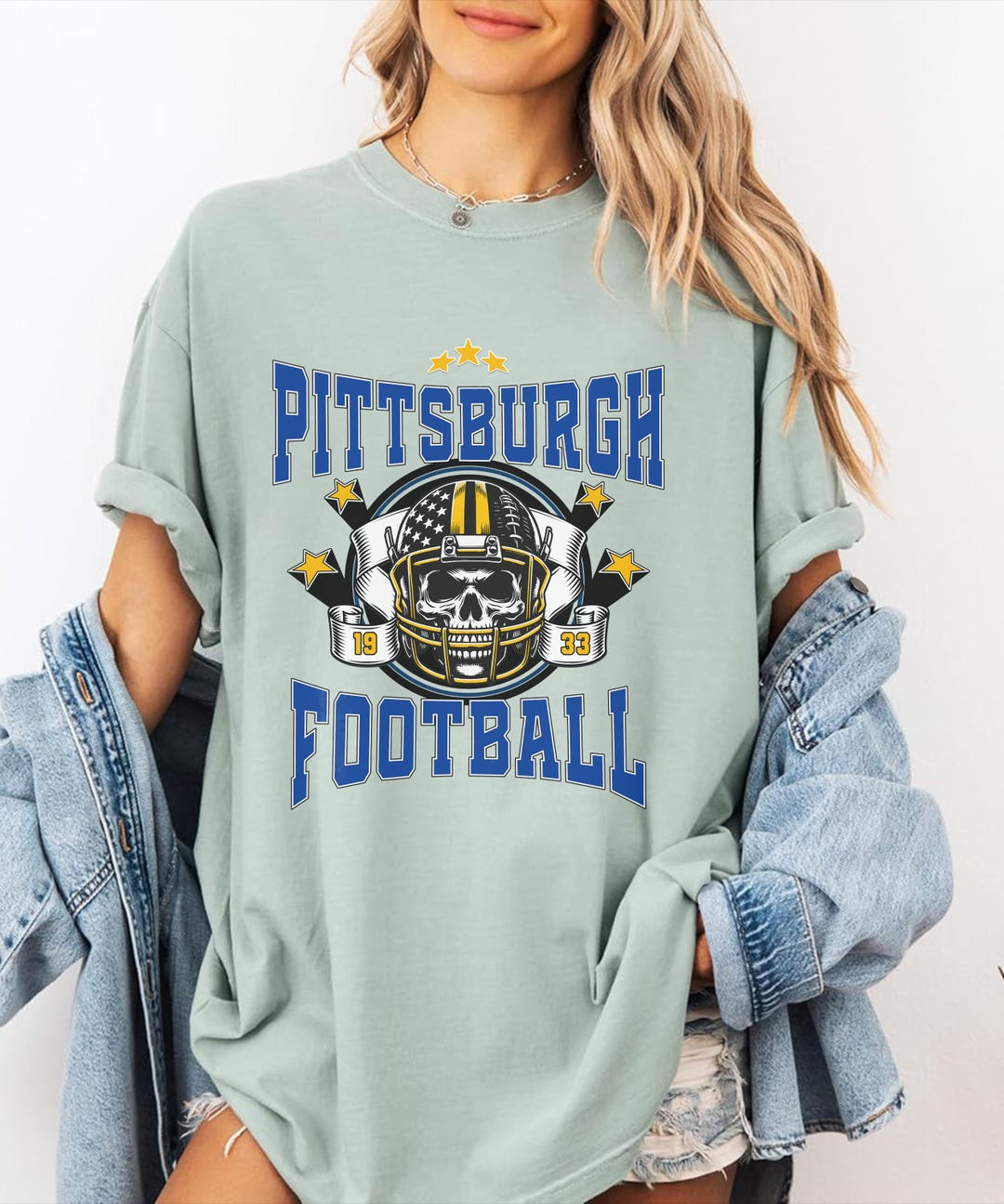 Pittsburgh Football Shirt Graphic Tees Skeleton Shirt Merch Tee Gift ...