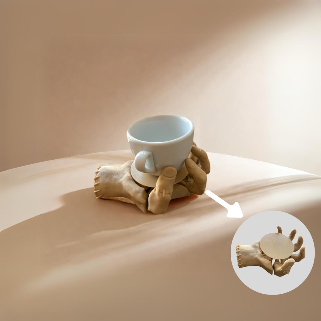 3D Printed Skeleton Hand Self-adjusting Coasters, Palm-shaped Coasters ...