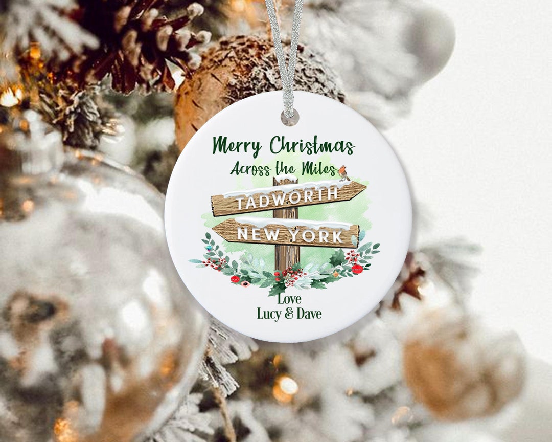 Across the Miles Tree Ornament Signpost Friends Overseas Gift, Merry ...