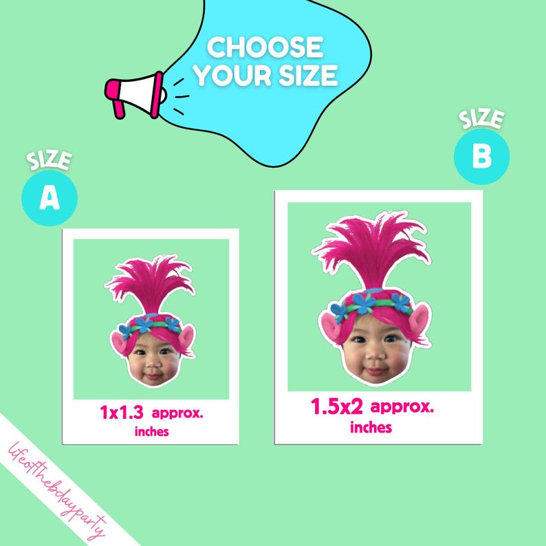 Trolls Custom Face Stickers, Photo Stickers, Personalized Stickers ...