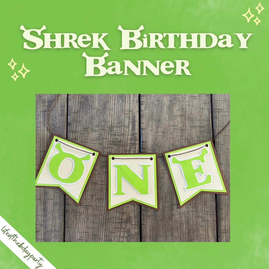 Shrek Happy Birthday Banner, Ogre Decor, Shrek Party, Shrek Party Decor ...