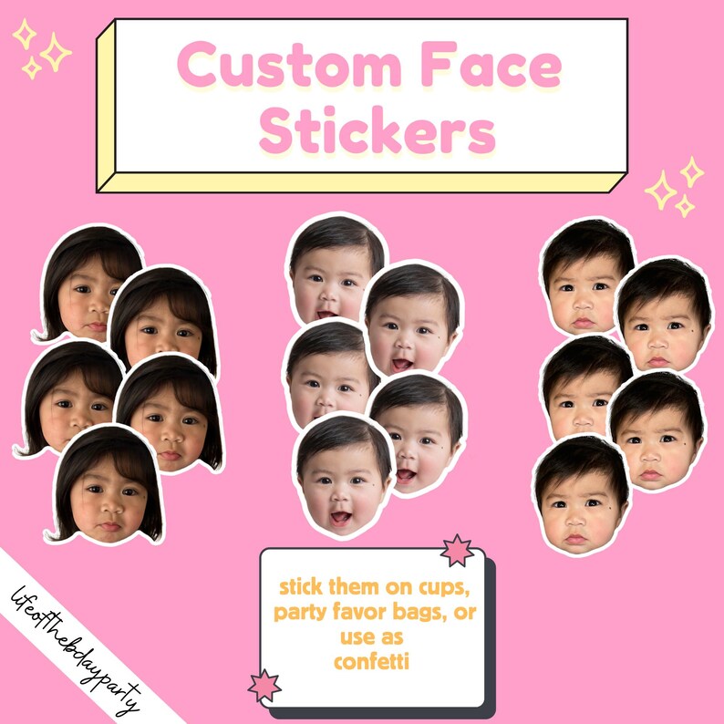 Custom Face Sticker, Face Stickers, Photo Stickers, Face Confetti ...