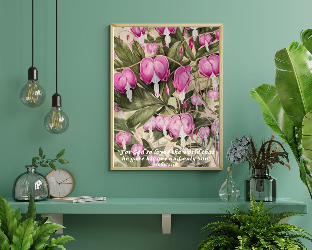 Bleeding Hearts Wall Art Print - Vibrant Botanical Decor for Home ...