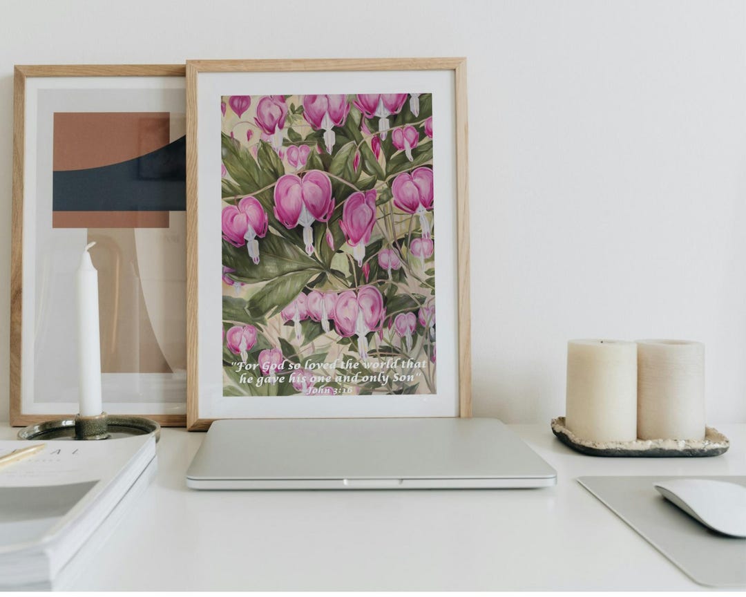 Bleeding Hearts Wall Art Print - Vibrant Botanical Decor for Home ...