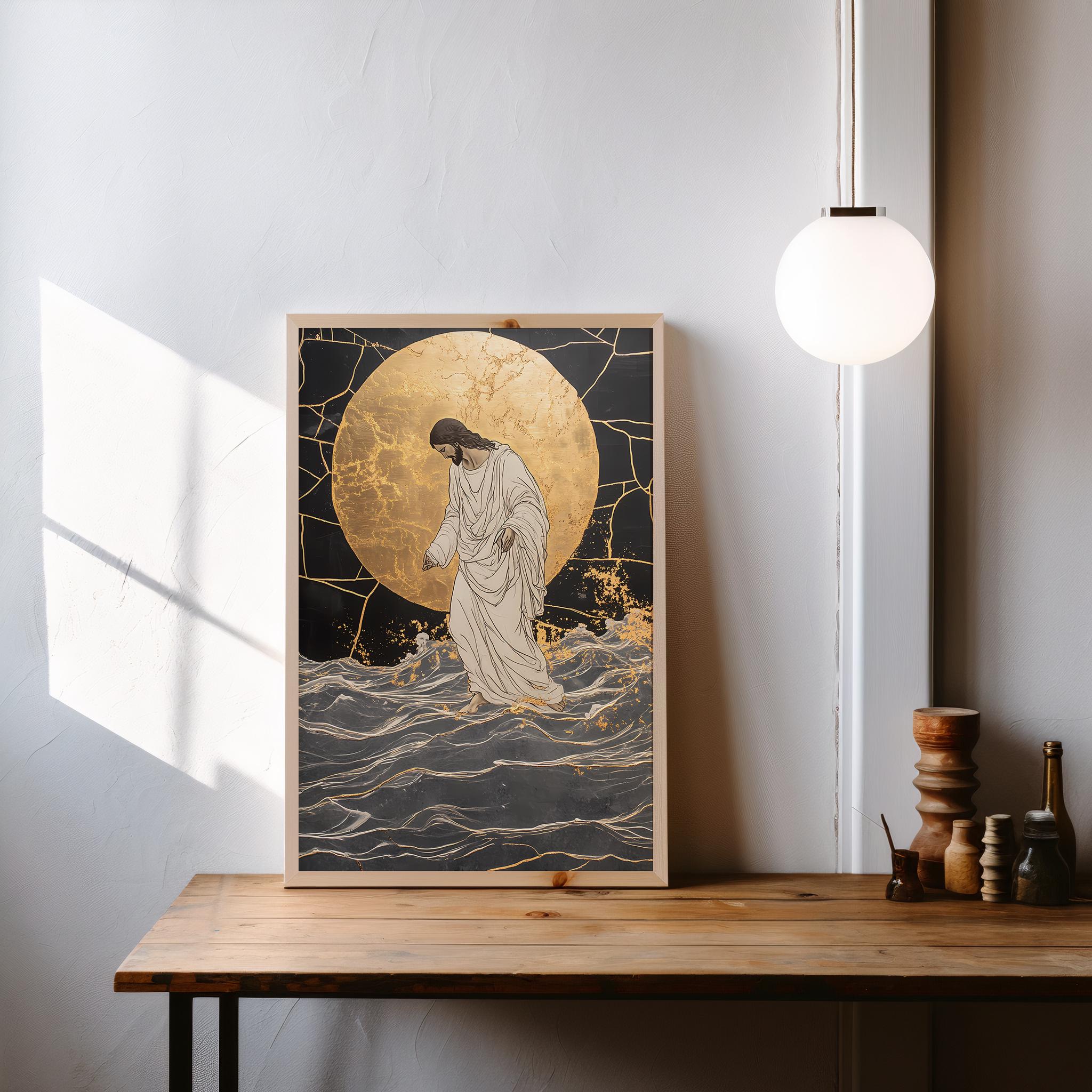 Jesus Walking on Water | Kintsugi Art | Christian Wall Art | Modern ...