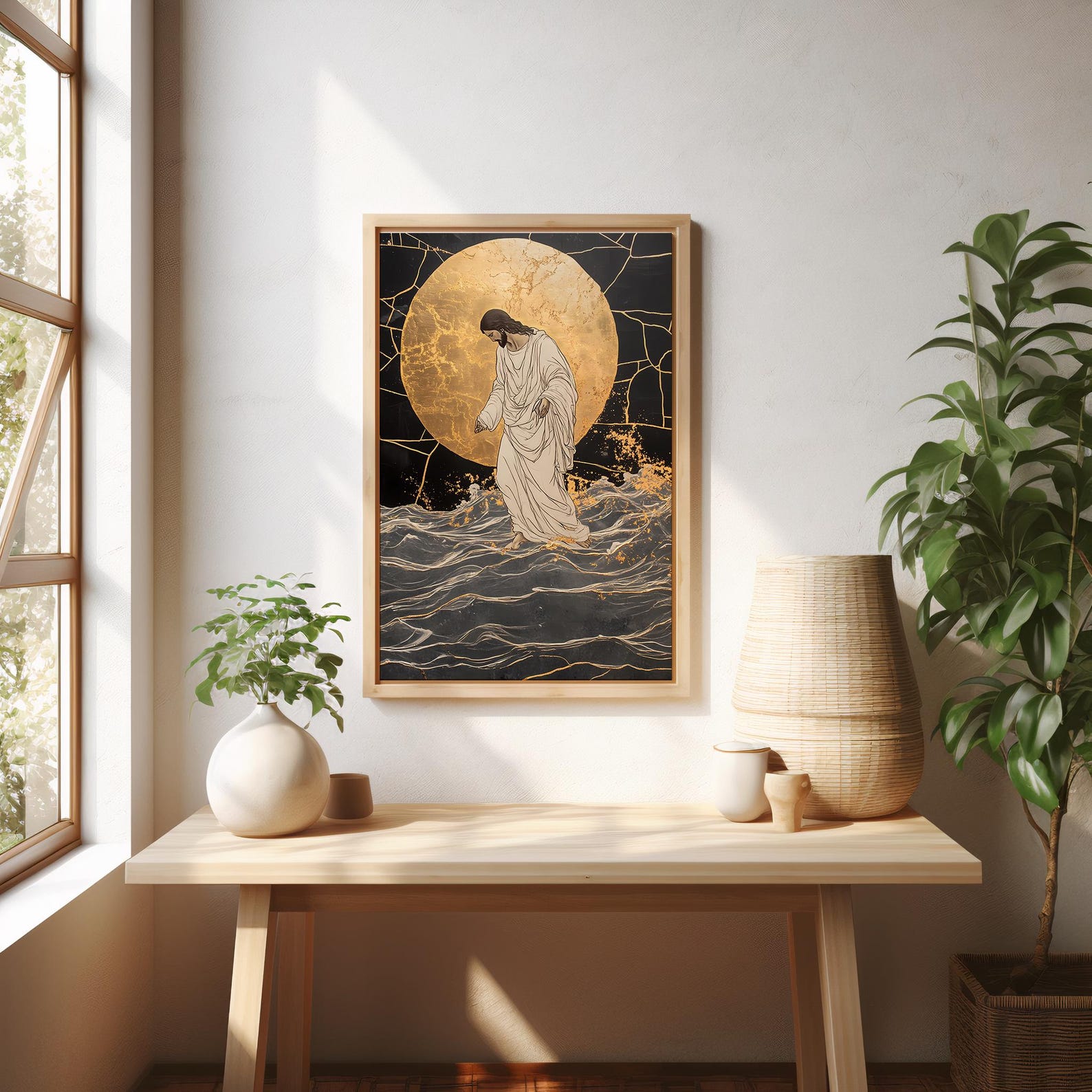 Jesus Walking on Water | Kintsugi Art | Christian Wall Art | Modern ...