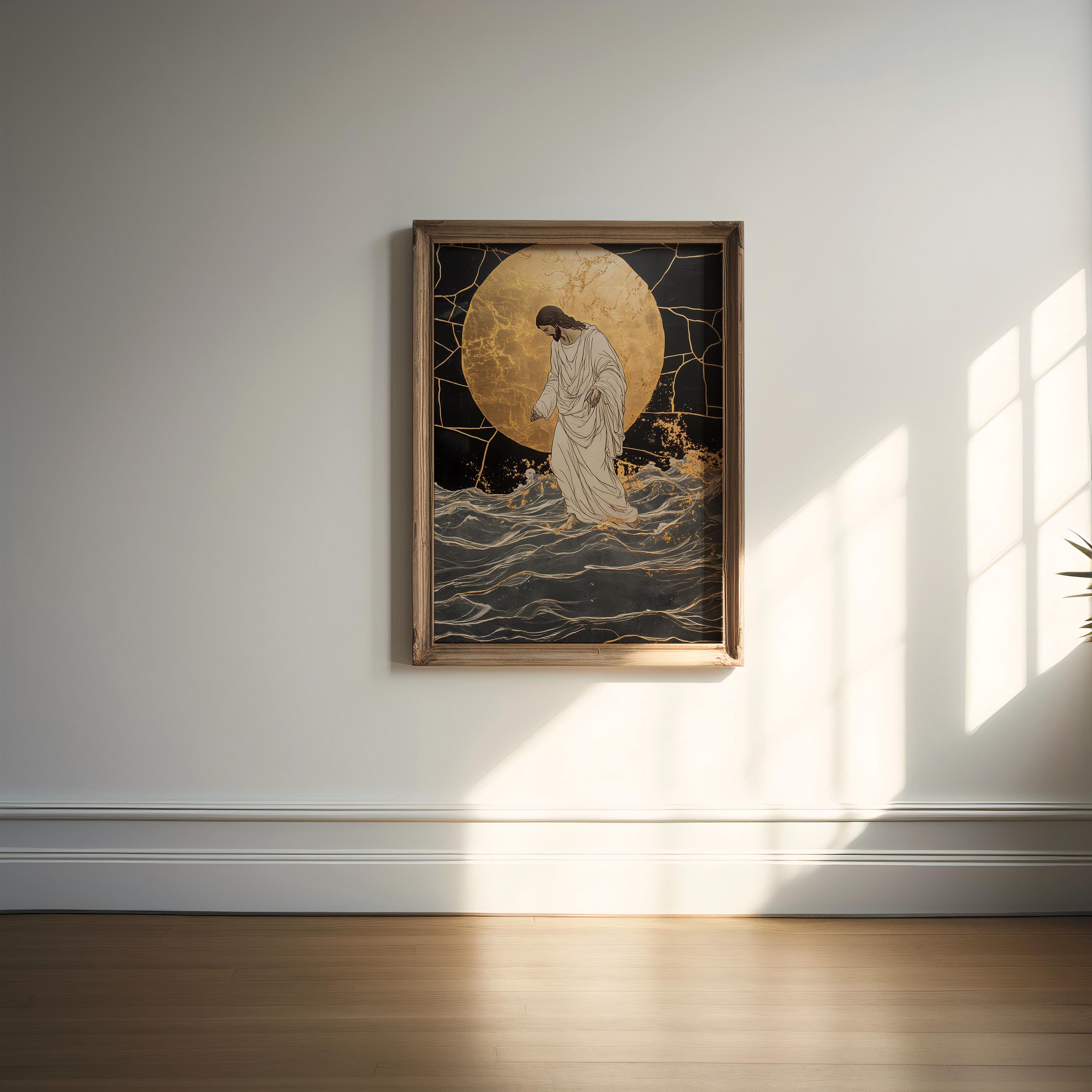 Jesus Walking on Water | Kintsugi Art | Christian Wall Art | Modern ...