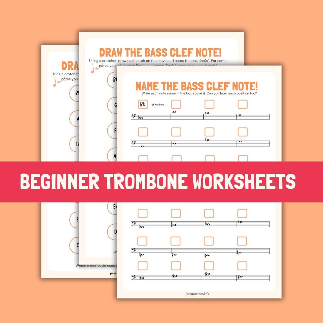 Worksheets for Beginner Trombone Bass Clef Learn Trombone Answers ...