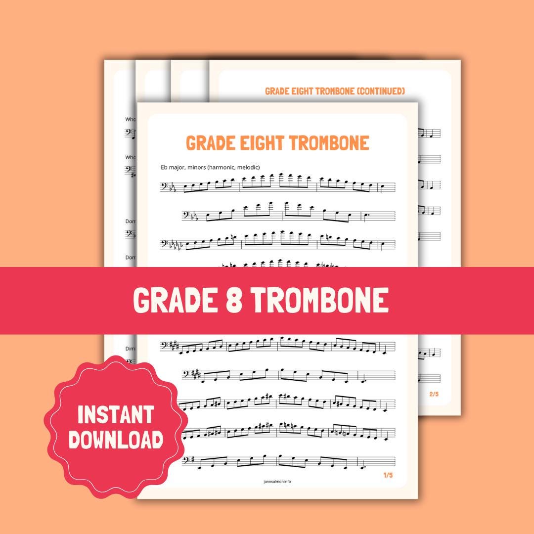 Grade 8 Trombone Bass Clef ABRSM Scales & Arpeggios Written by Experts Learn to Play Educational ...
