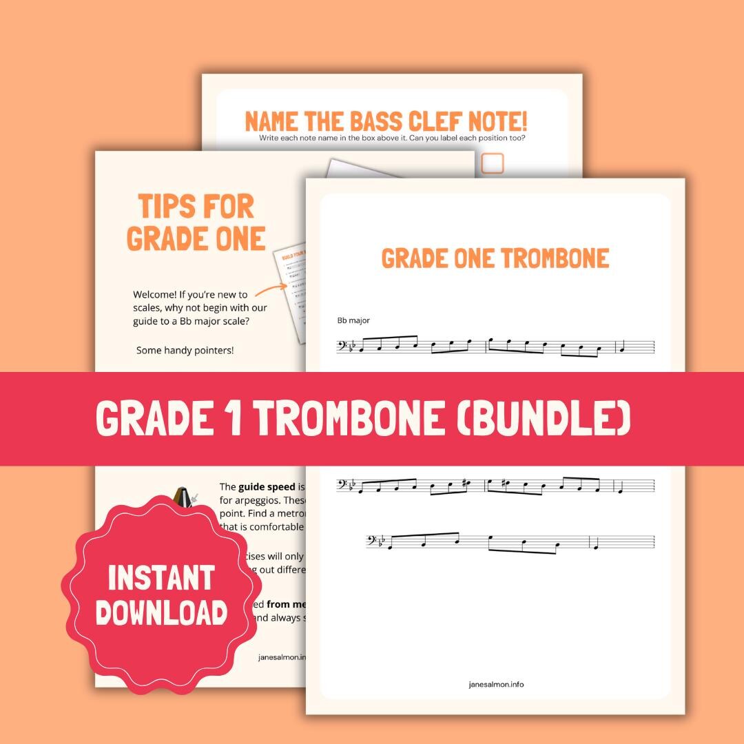 Grade 1 Trombone BUNDLE Bass Clef ABRSM Scales & Arpeggios Guide 3 Bass ...